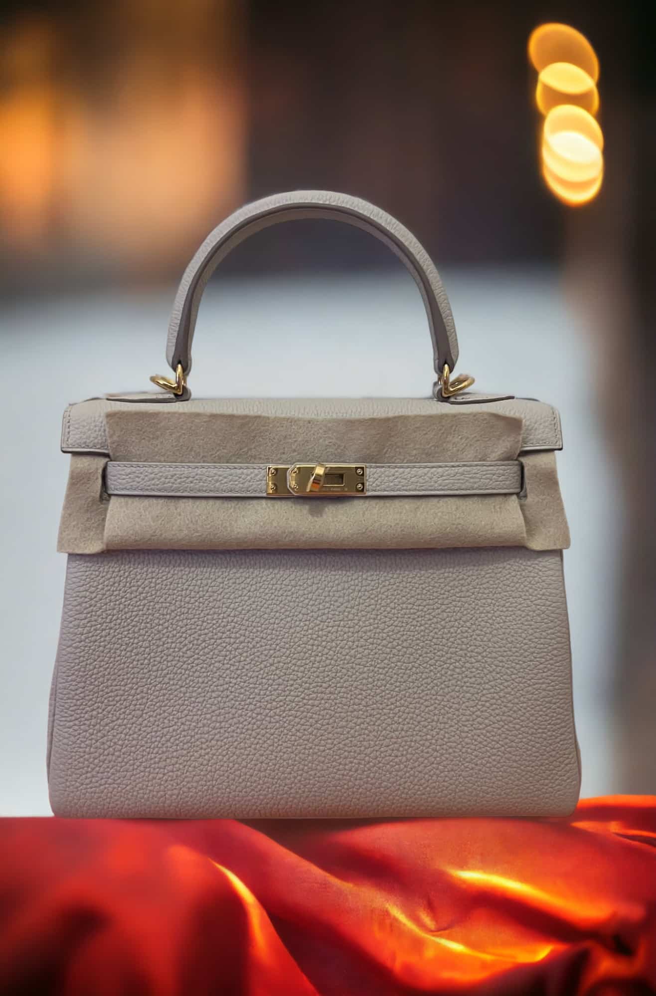 Kelly Bag 25 Beton Togo Gold Hardware